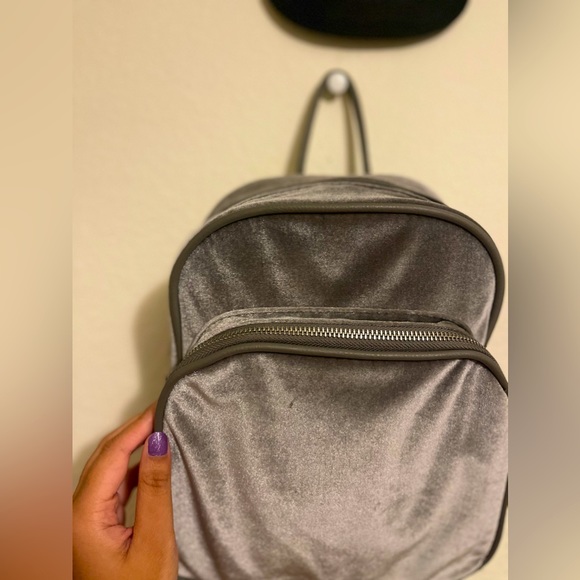 Bags | Mini Backpack Grey Velvet | Poshmark